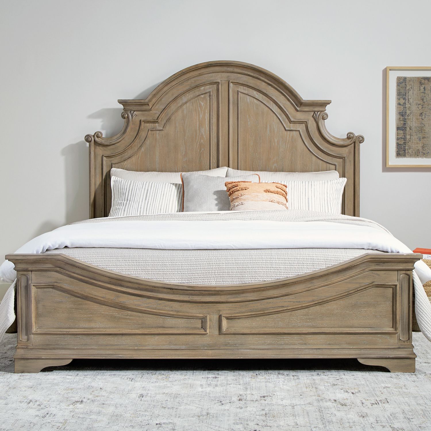 King Panel Bed - Weathered Bisque - Louis Mohana Furniture, Bourg Louisiana